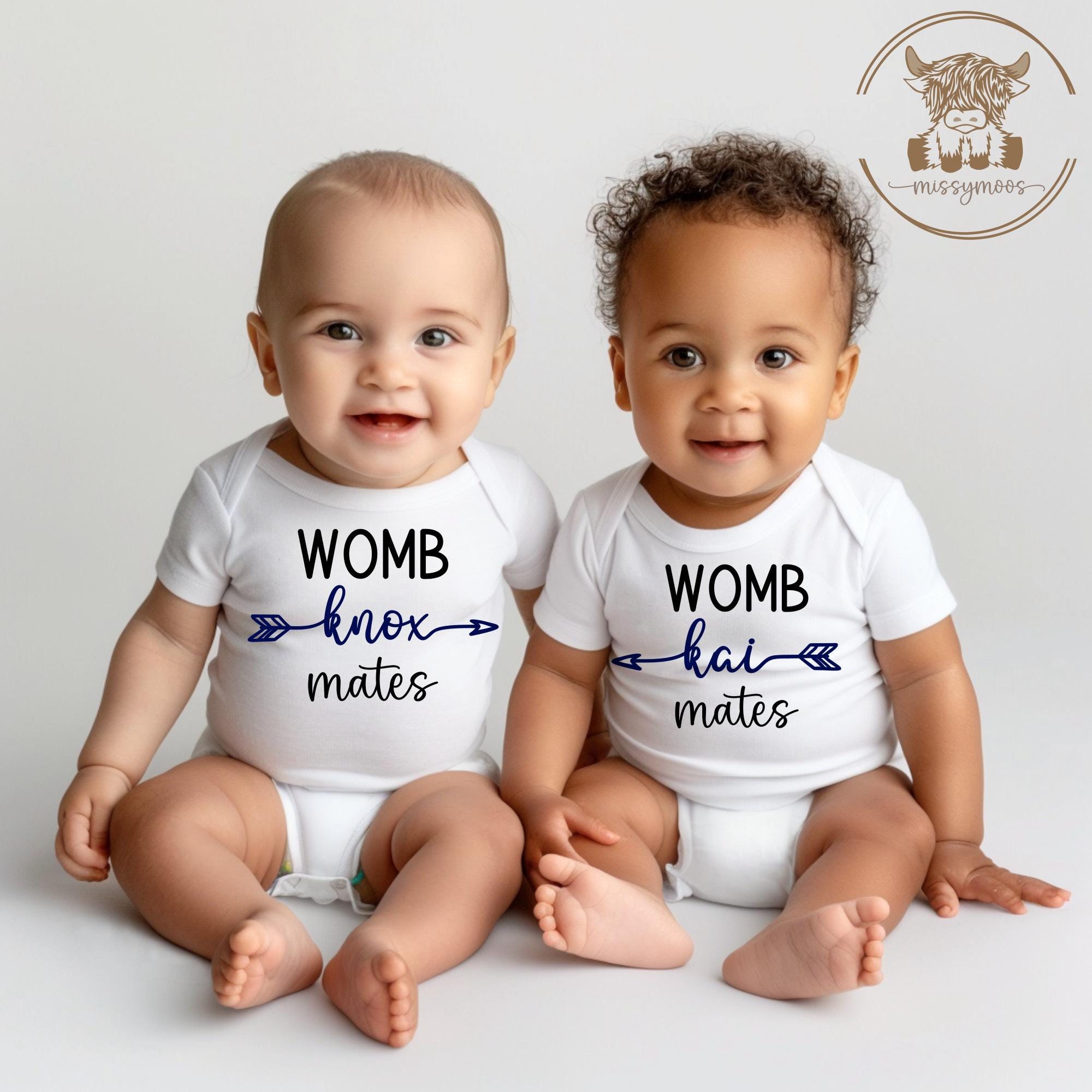 Twins Onesie® Set, Womb Mates, Personalized Twin Outfits, Personalized ...