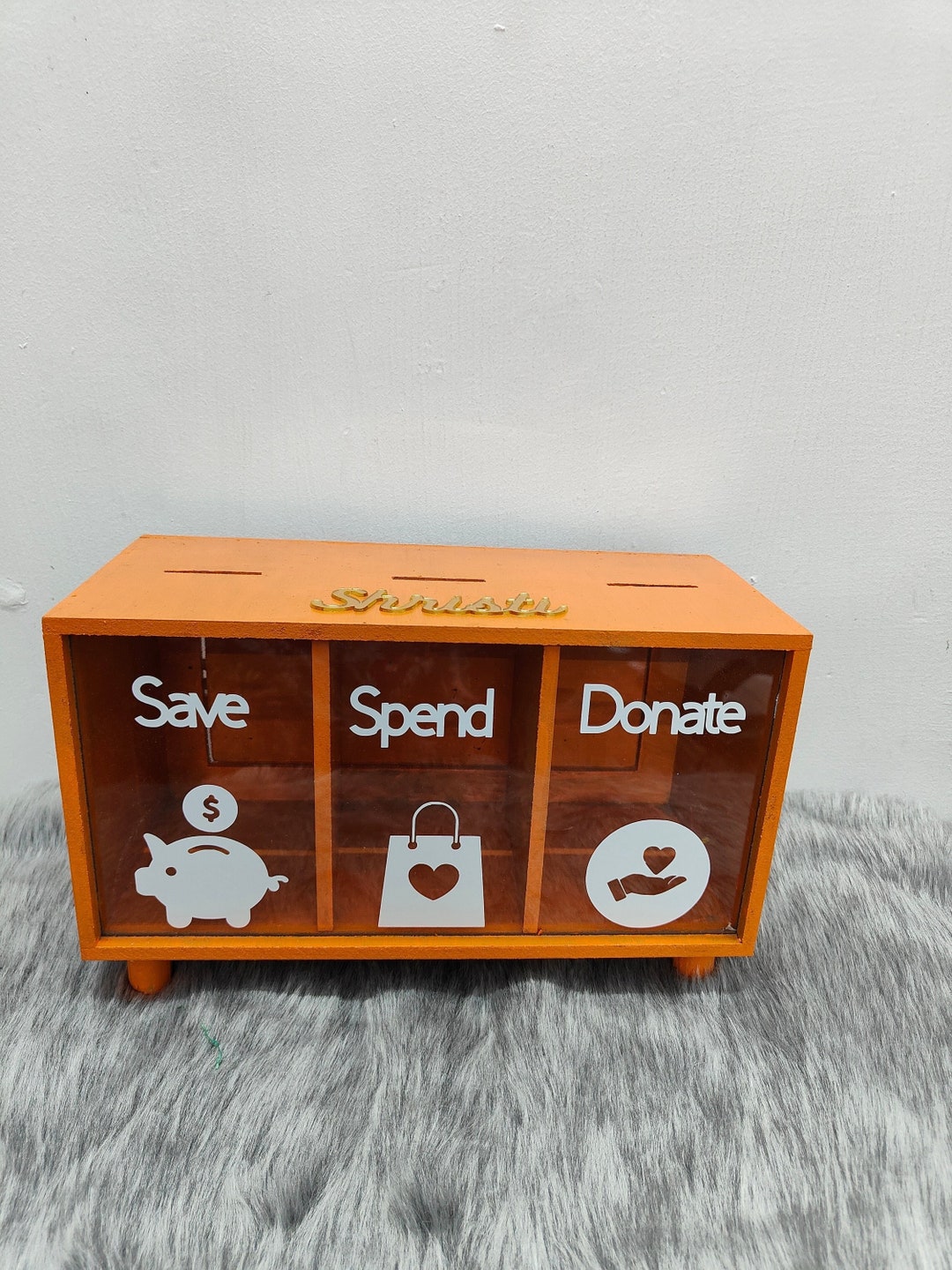Handmade MDF and Acrylic Save Spend Donate Piggy Bank for - Etsy Canada