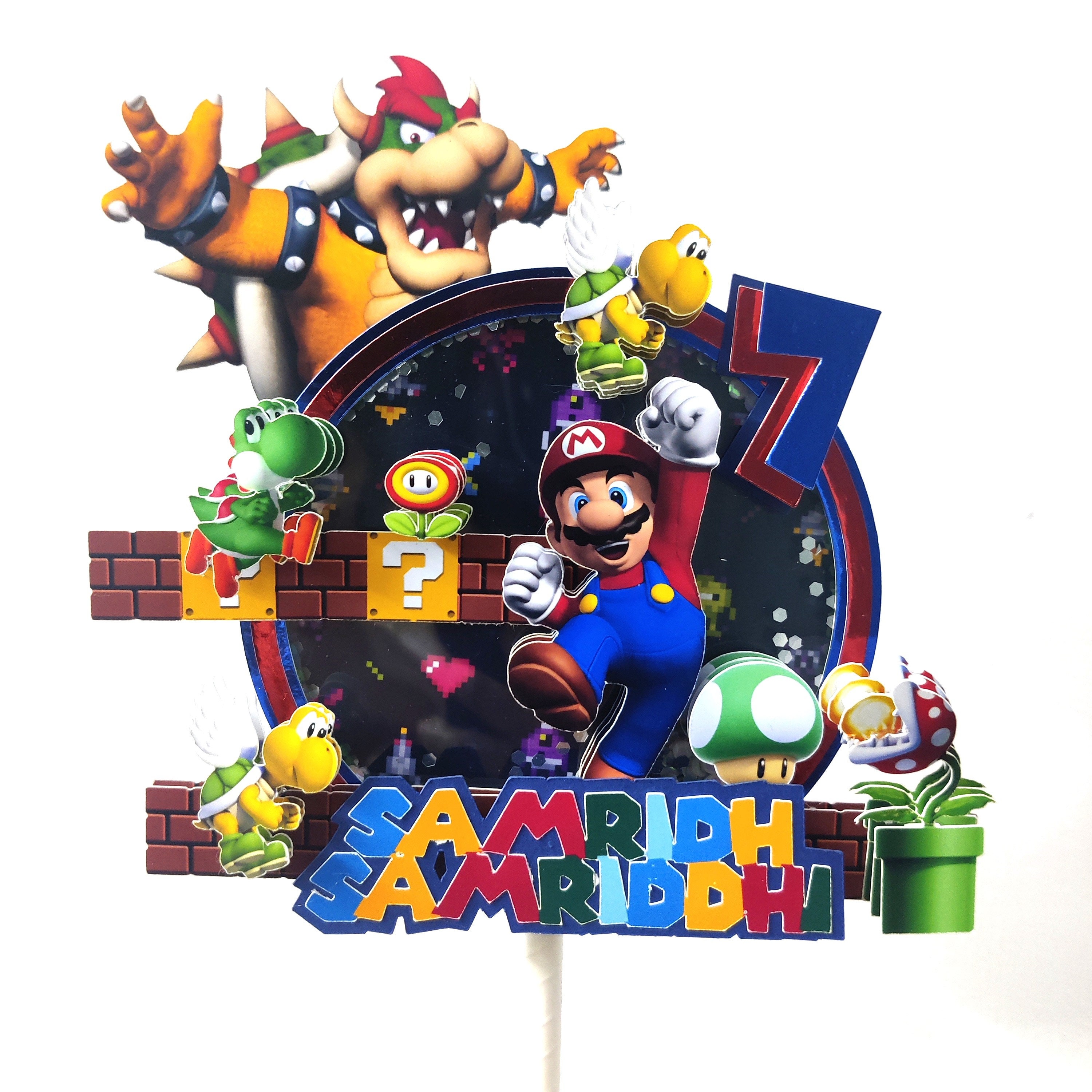 Custom Super Mario Cake Topper - 3D Shaker Design With Name and Age - Etsy
