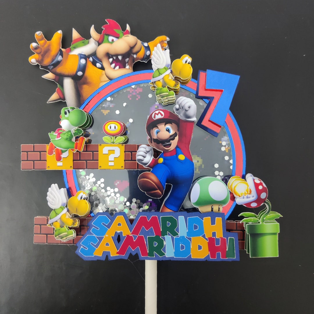 Custom Super Mario Cake Topper - 3D Shaker Design With Name and Age - Etsy