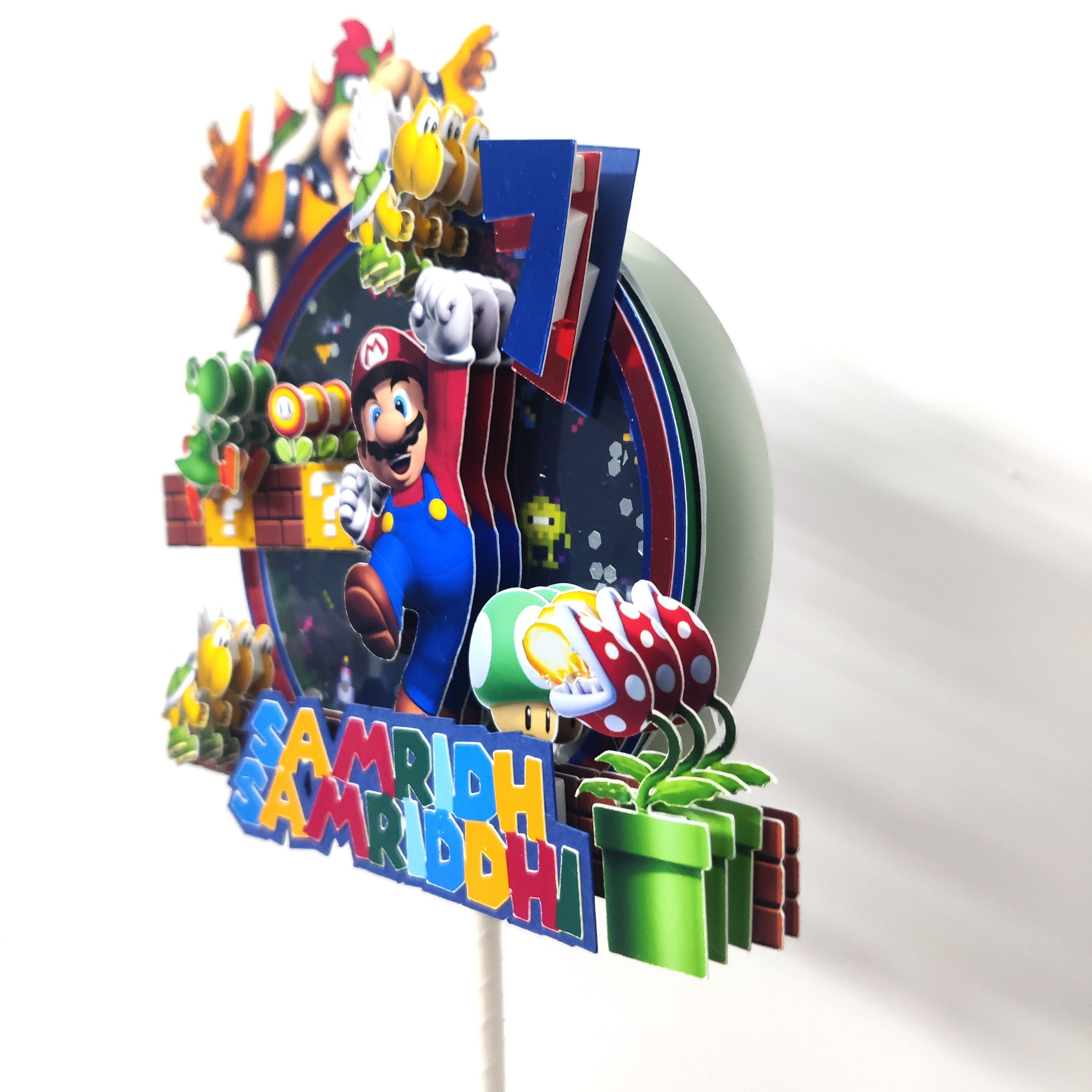 Custom Super Mario Cake Topper - 3D Shaker Design With Name and Age - Etsy