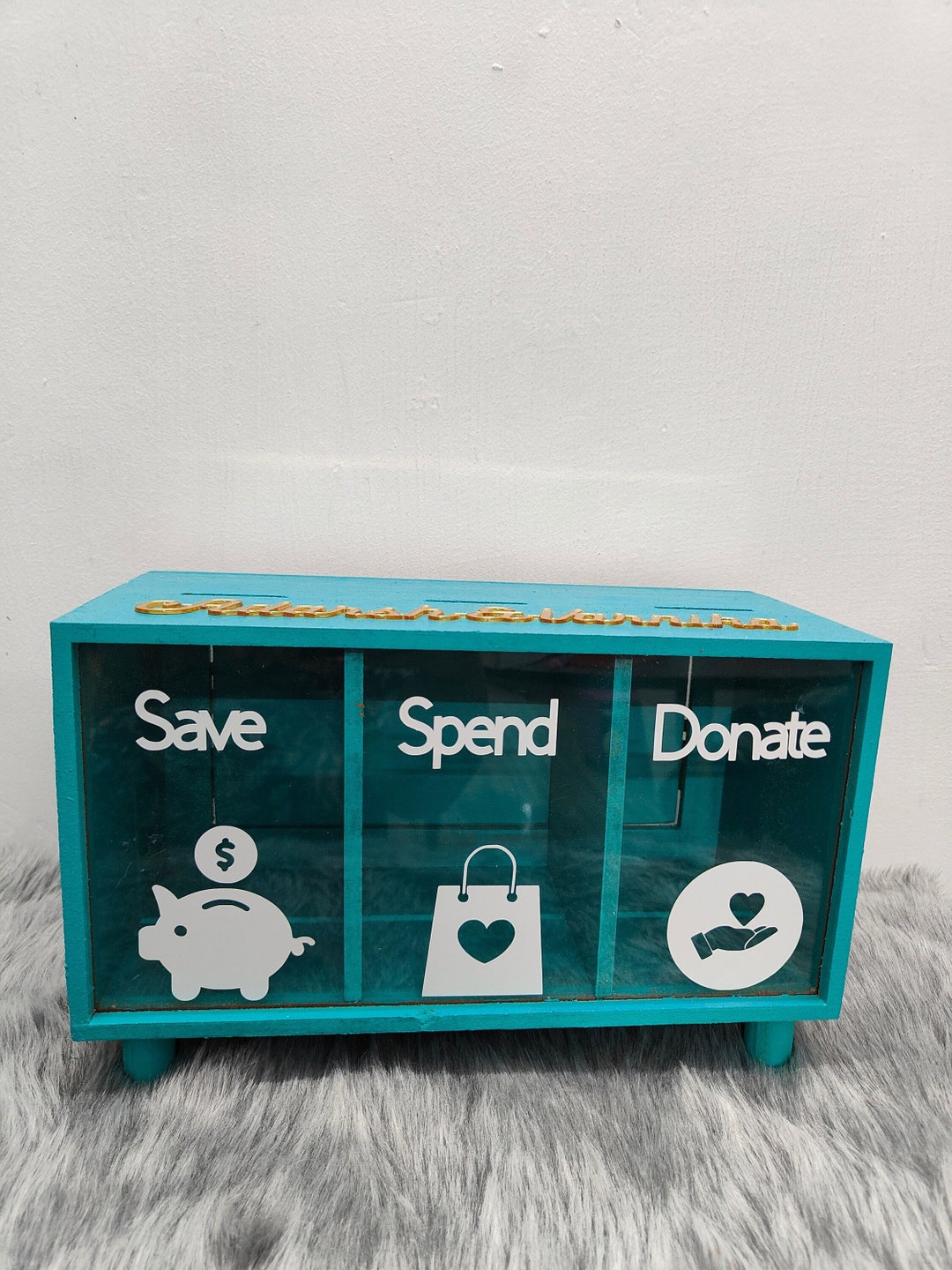 Handmade MDF and Acrylic Save Spend Donate Piggy Bank for Adult & Kids ...