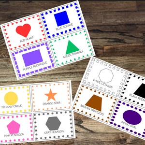 Pre-k Shape and Color Flashcards - Etsy