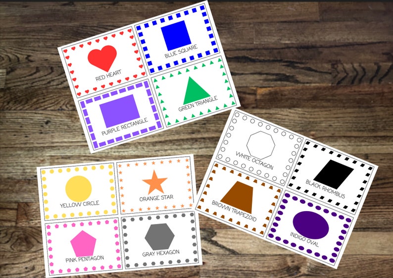 Pre-k Shape and Color Flashcards - Etsy