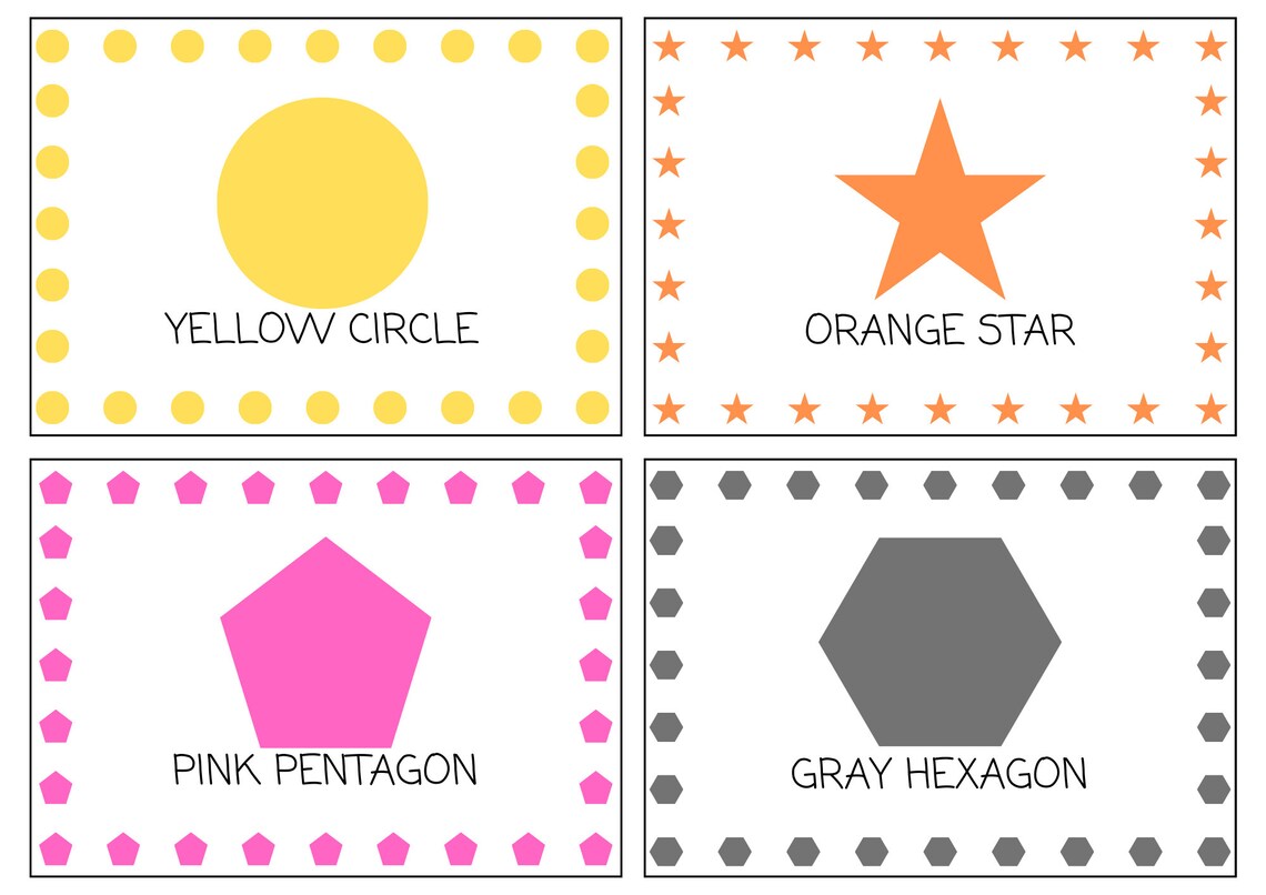 Pre-k Shape and Color Flashcards - Etsy