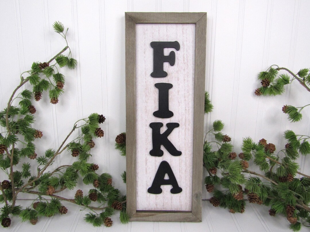 Rustic Wooden Swedish FIKA Vertical Hanging Sign - Etsy