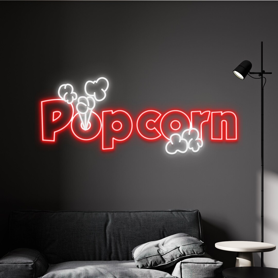 Popcorn Neon Sign Pop Corn Led Light Cinema Neon Light - Etsy