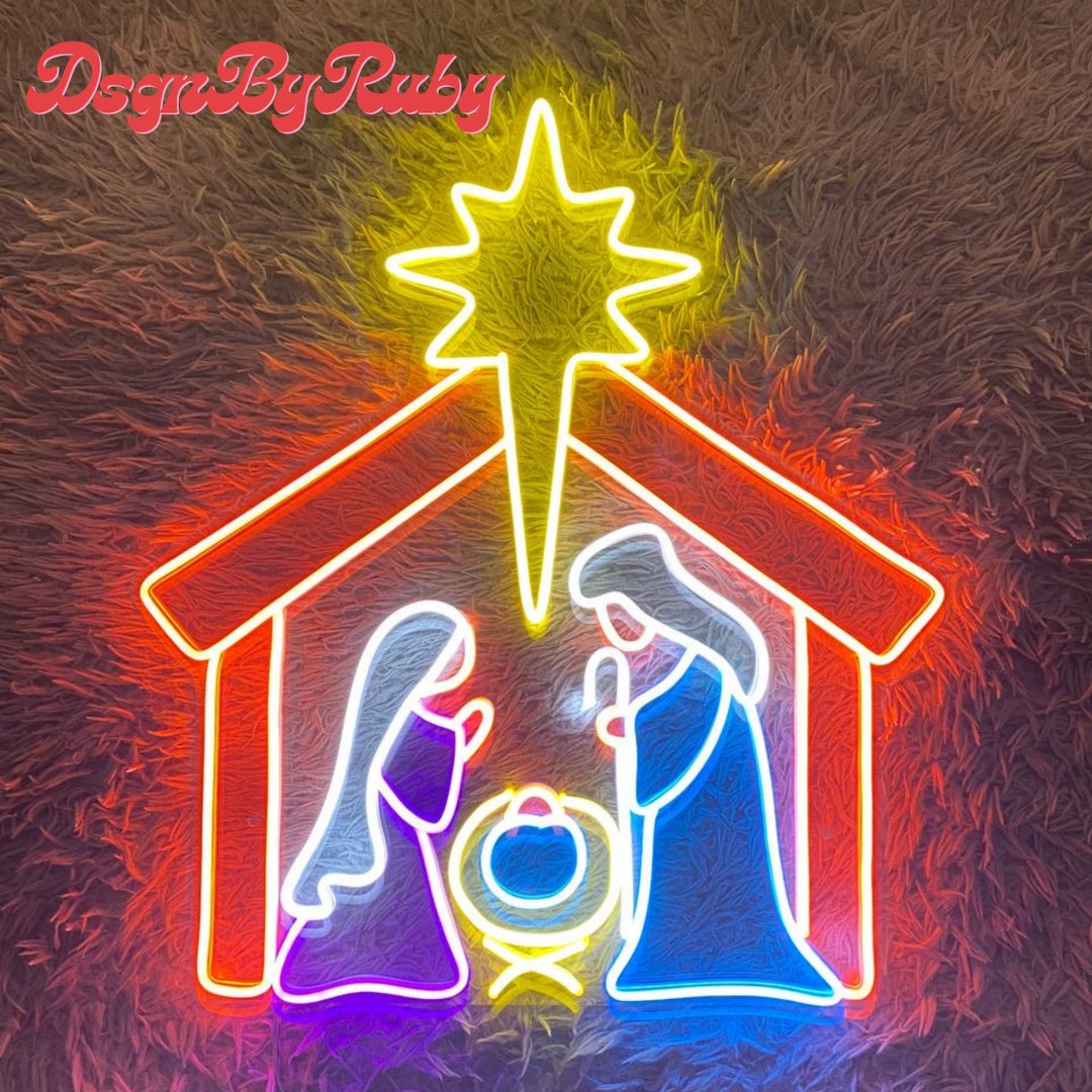 Nativity Scene Neon Sign Jesus Led Light Nativity Scene Neon - Etsy