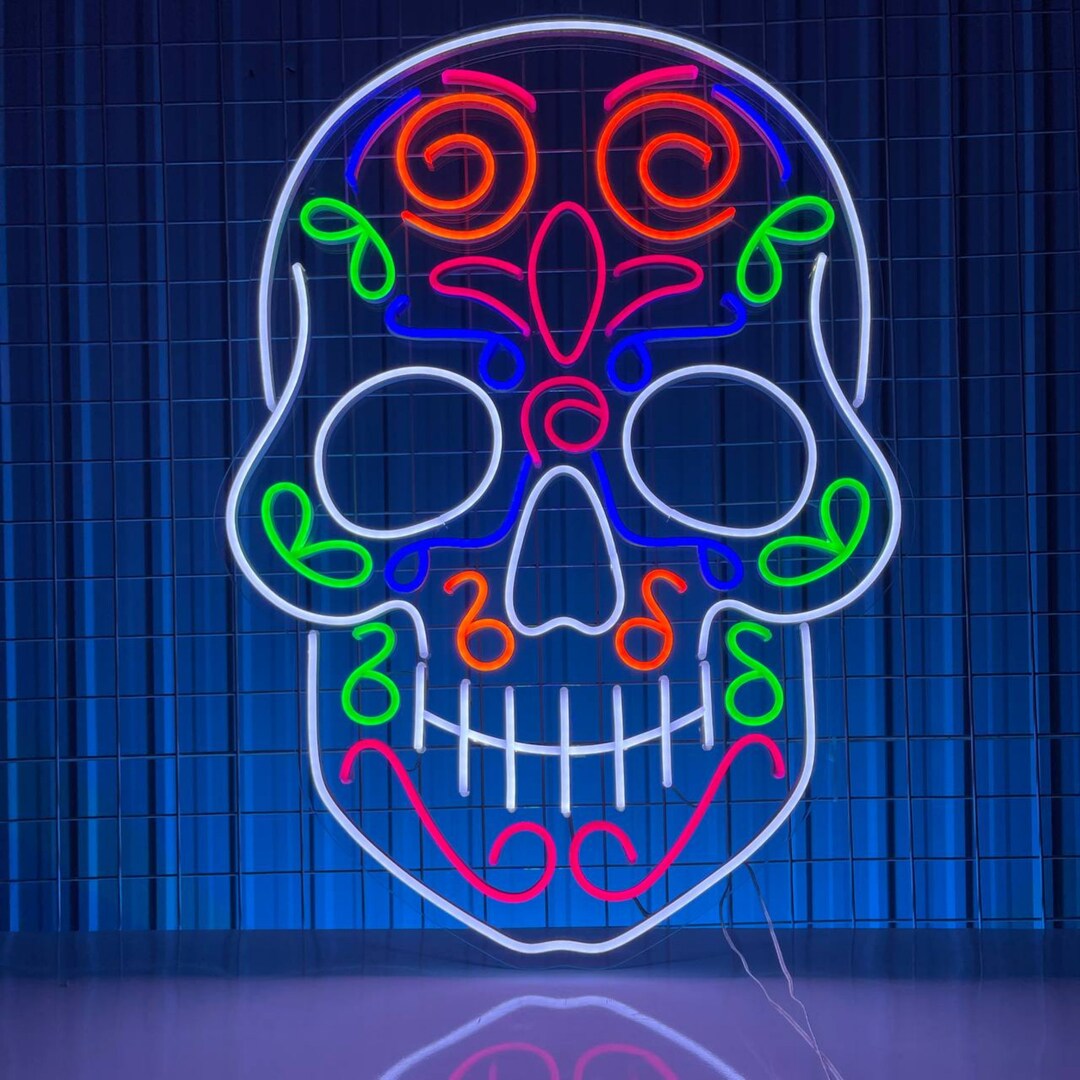 Skull Head Flower Neon Sign Skull Head Led Light Head - Etsy