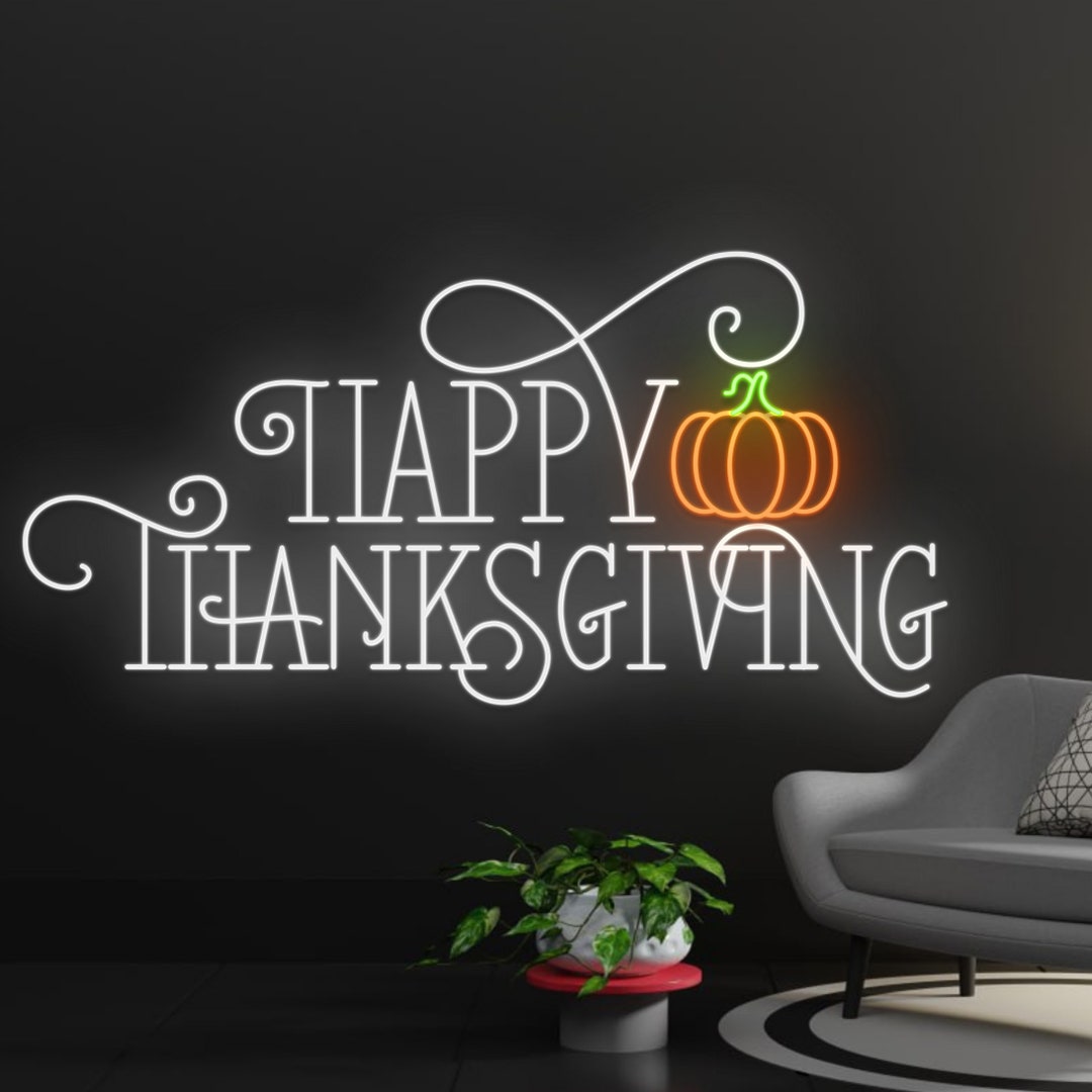 Happy Thanksgiving Neon Sign Give Thanks Led Light - Etsy
