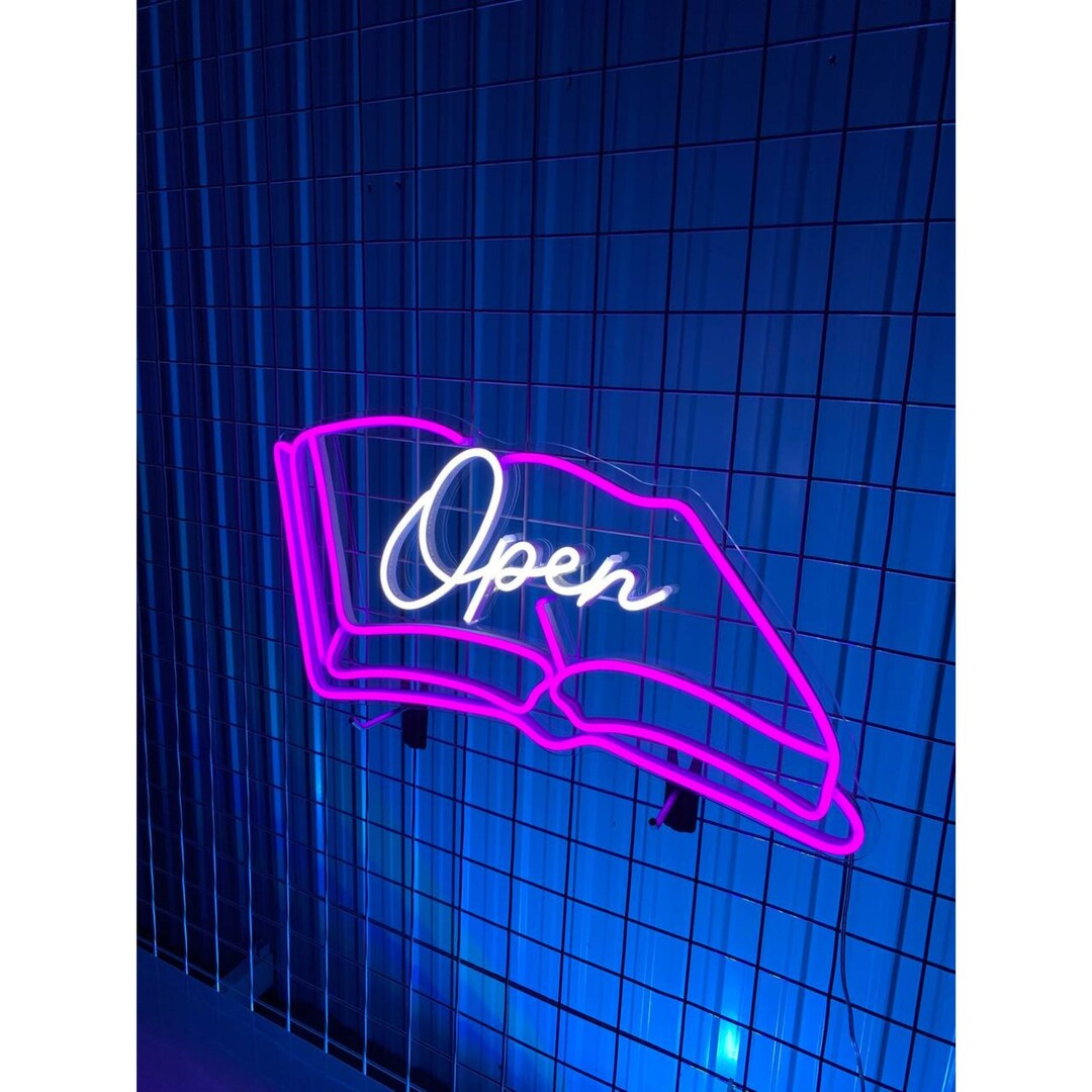 Open Book Neon Sign Book Open Led Sign Book Neon Light Book - Etsy