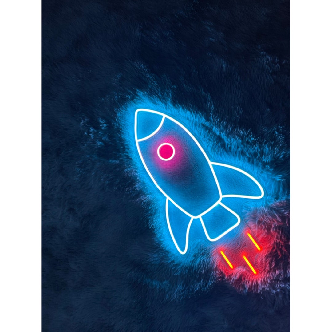 Rocket Launching Neon Sign Rocket Led Light Rocket Shuttle - Etsy