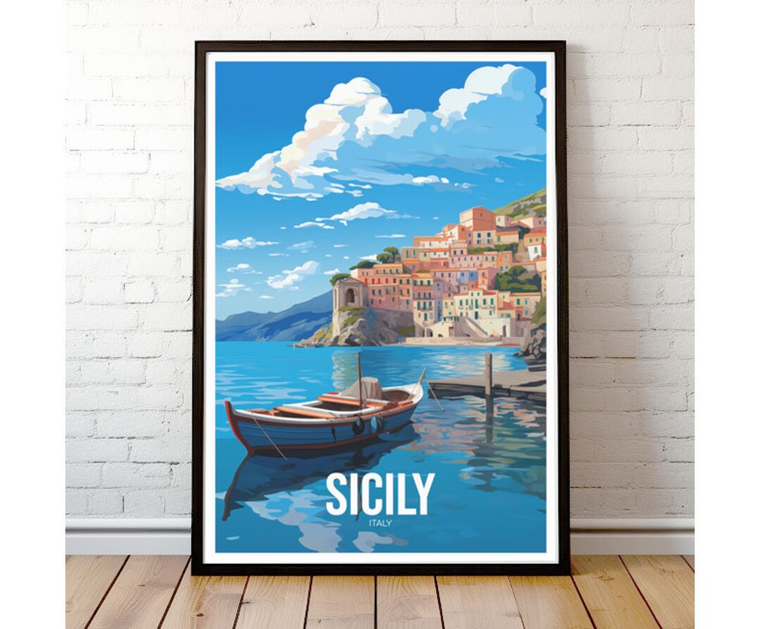 Sicily Vintage Travel Poster | Sicily Print |sicily Travel Print | Wall ...