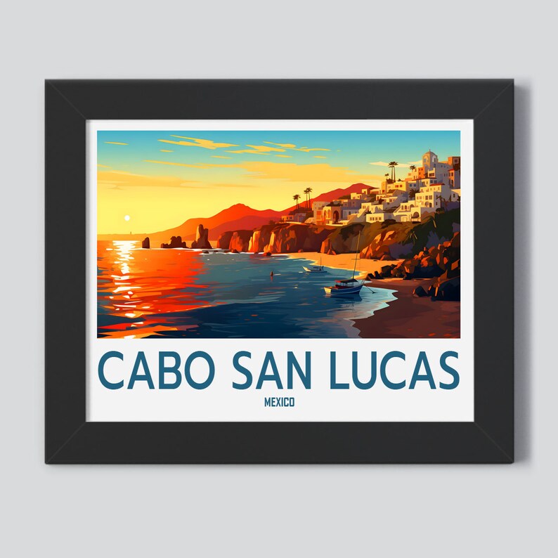 Cabo San Lucas at Sunset Mexico Travel Poster Print Wall Art Home Décor ...
