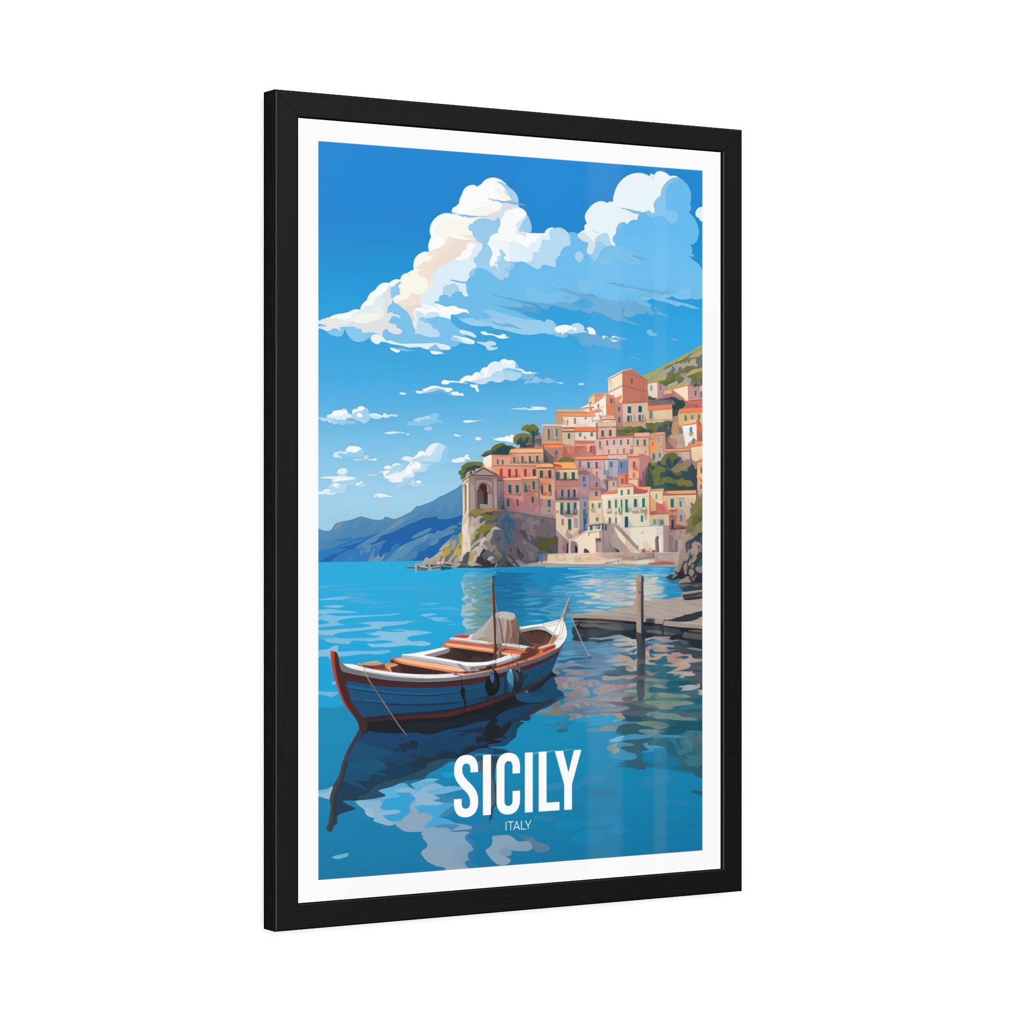Sicily Vintage Travel Poster Sicily Print sicily Travel Print Wall Art ...