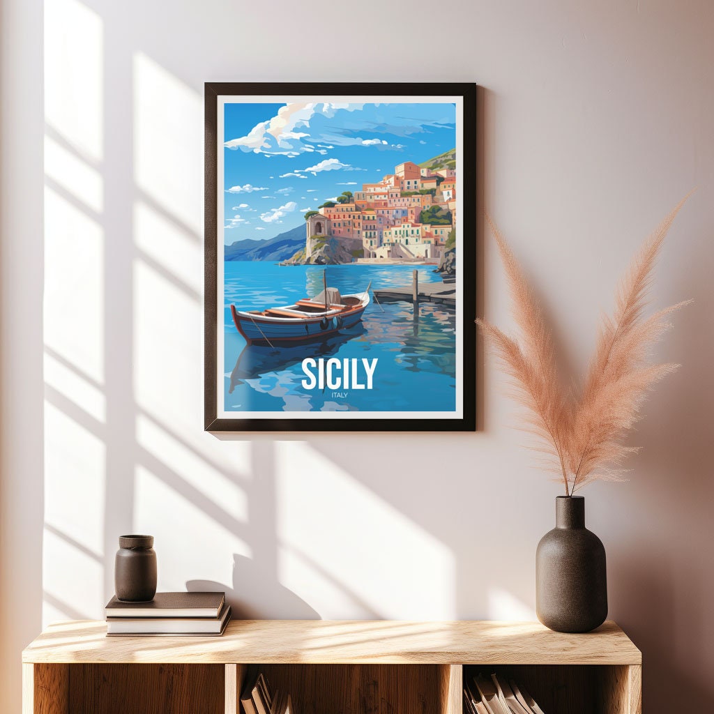 Sicily Vintage Travel Poster | Sicily Print |sicily Travel Print | Wall ...