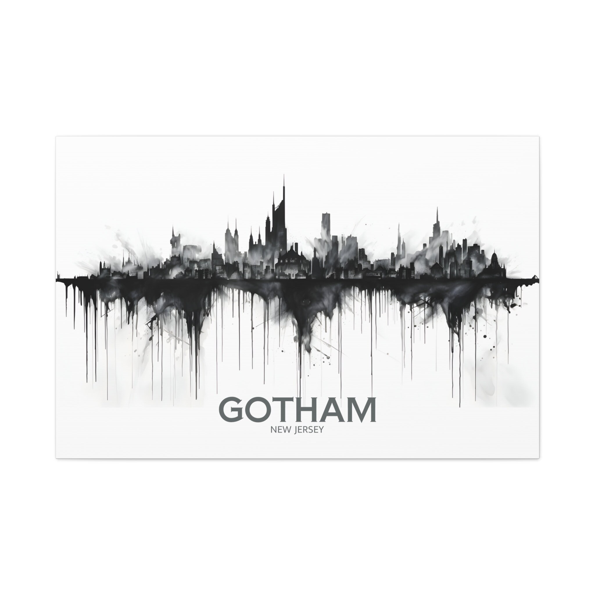 Gotham City New Jersey Cityscape Skyline Travel Poster Print Wall Art ...