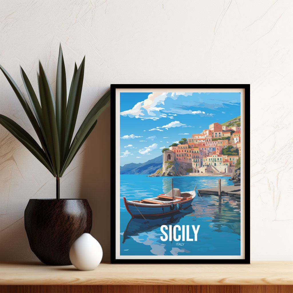Sicily Vintage Travel Poster | Sicily Print |sicily Travel Print | Wall ...