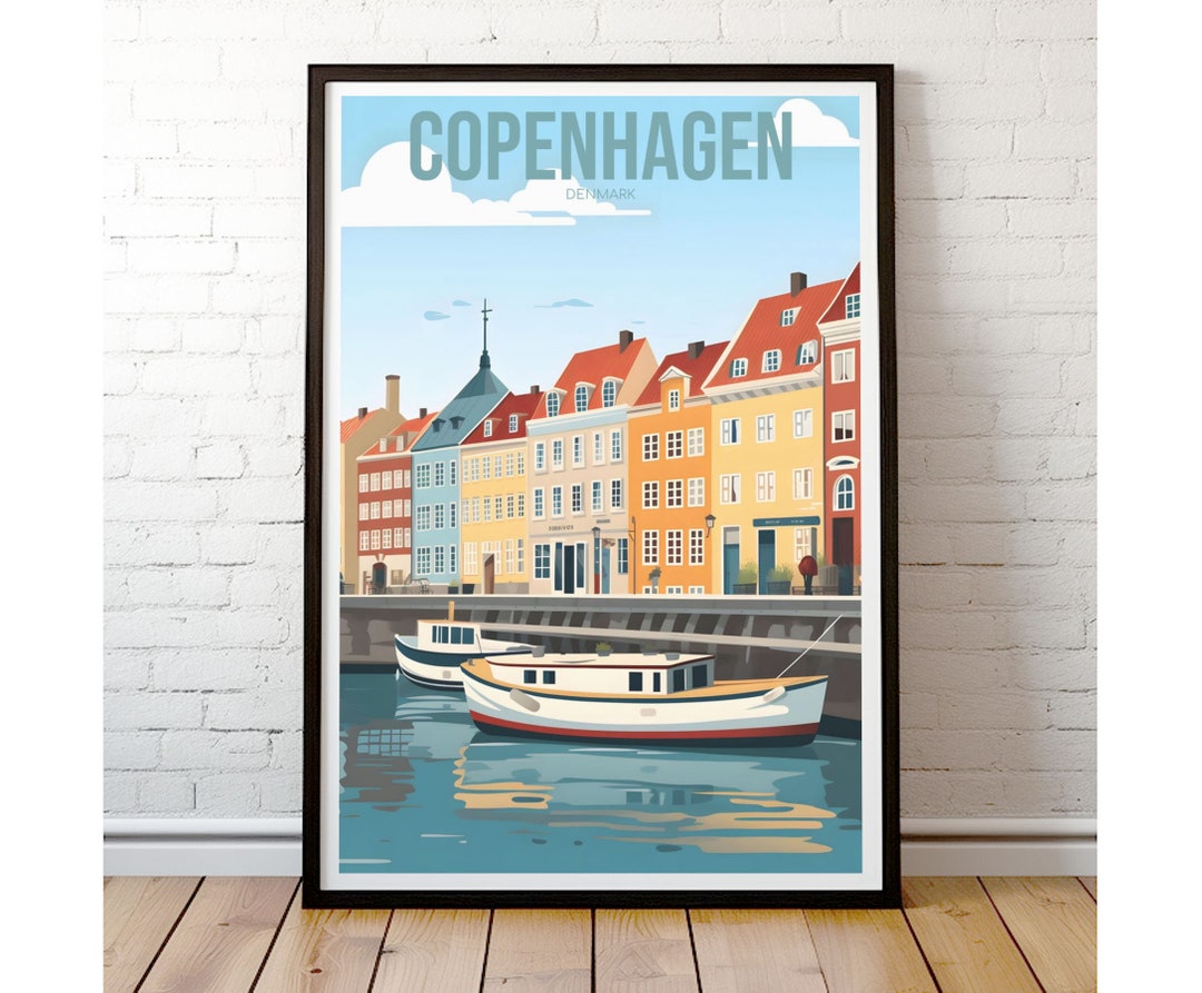 Copenhagen Denmark City Vintage Travel Poster | Copenhagen Print ...
