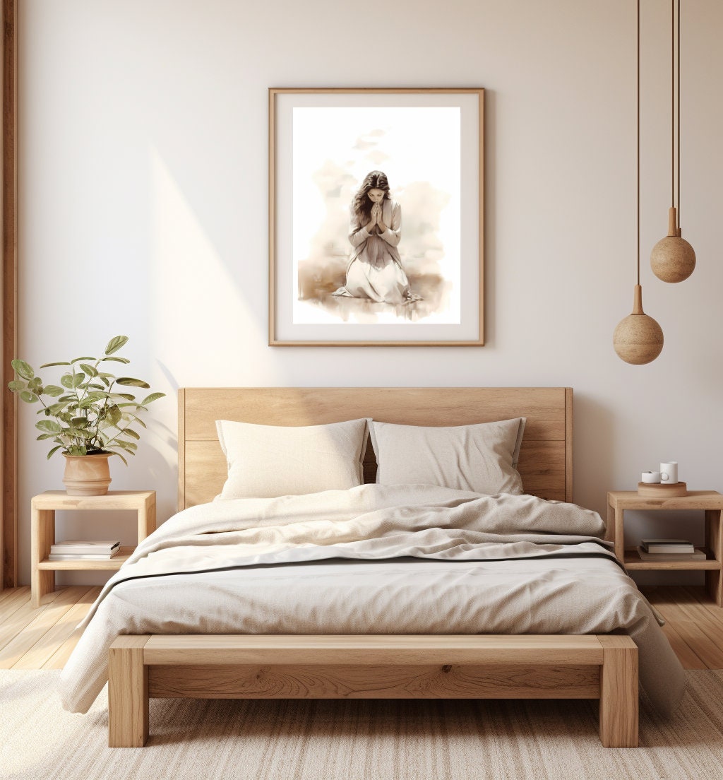 Praying Woman, Praying Hands, Jesus Heals Woman, Digital Print, Bible ...