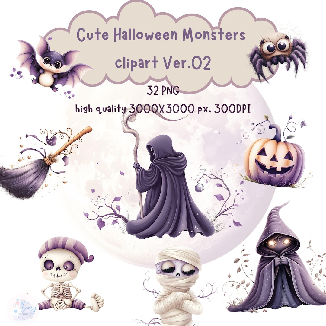 Cute Halloween Monster Clipart, Halloween Clipart, Monster, Gothic ...