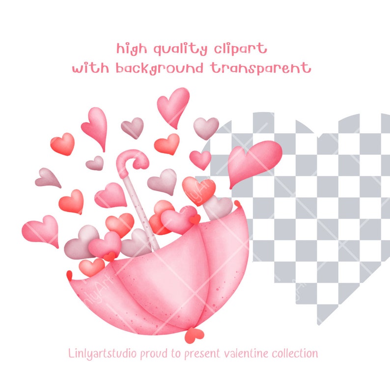 Valentine Clipart, Pink Heart Clipart, Love Clipart, - Etsy