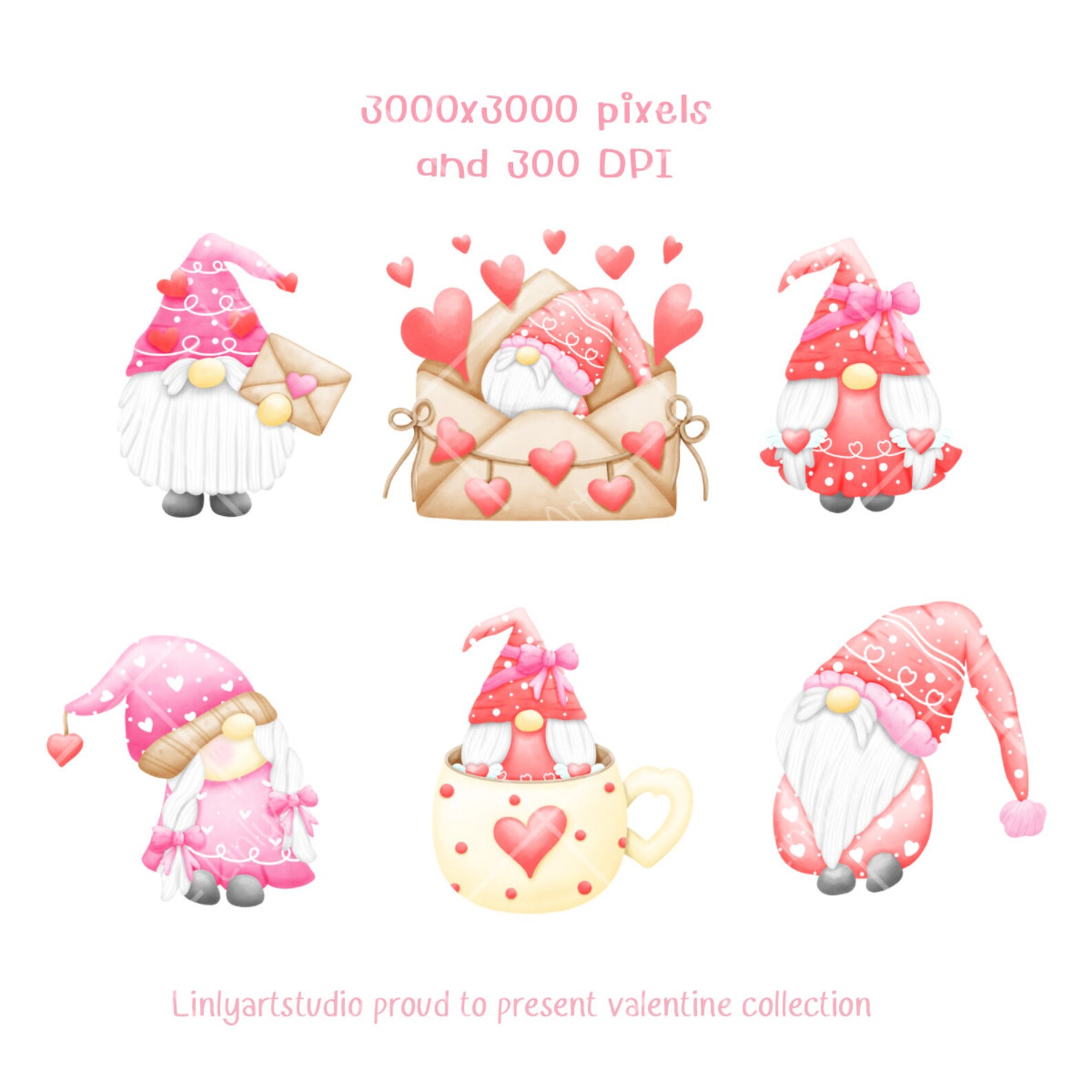 Gnome Valentine Clipart, Gnome Clipart, Valentine Clipart, - Etsy