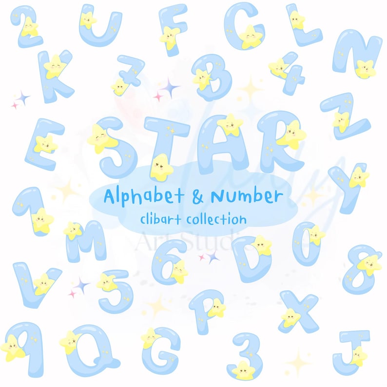 Star Alphabet Clipart, Alphabet, Font - Etsy