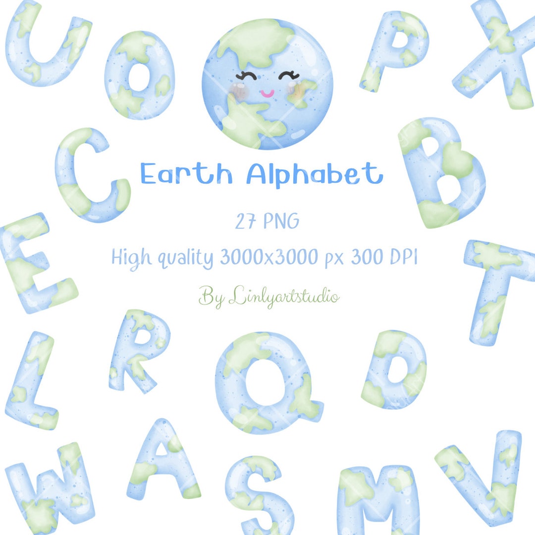 Earth Day, Alphabet Clipart, Earth Alphabet Clipart, - Etsy