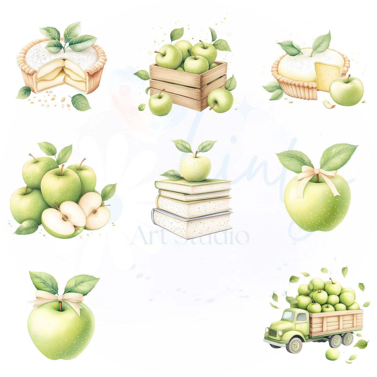 Green Apples Clipart, Apples, Clipart, Watercolor, Transparent ...