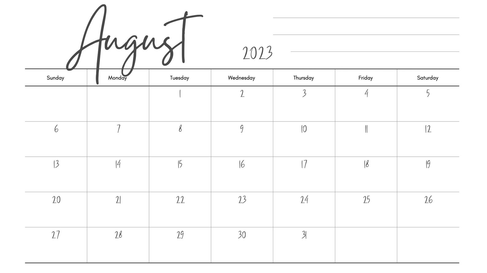 2023-2024 Minimalist Monthly Calendar - Etsy