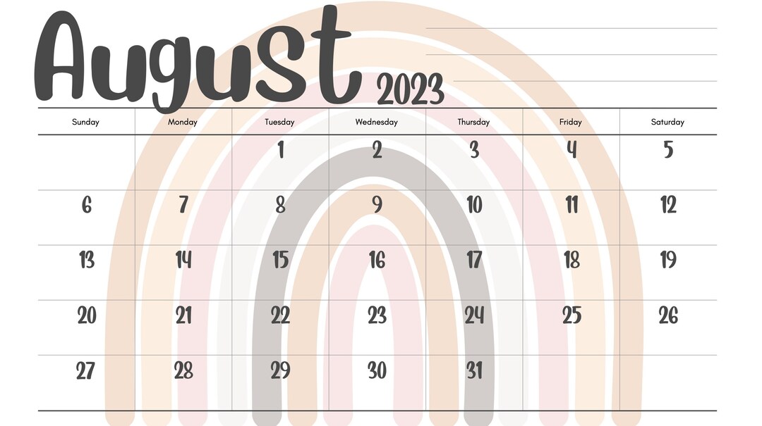 2023-23 Boho Rainbow Minimalist Calendar (printable) - Etsy