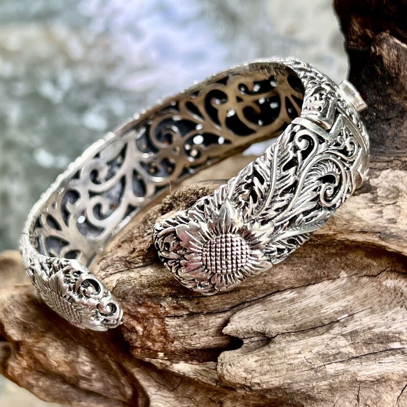 Handmade 925 Bali Sterling Silver Hinge Cuff Bracelets With Mix ...