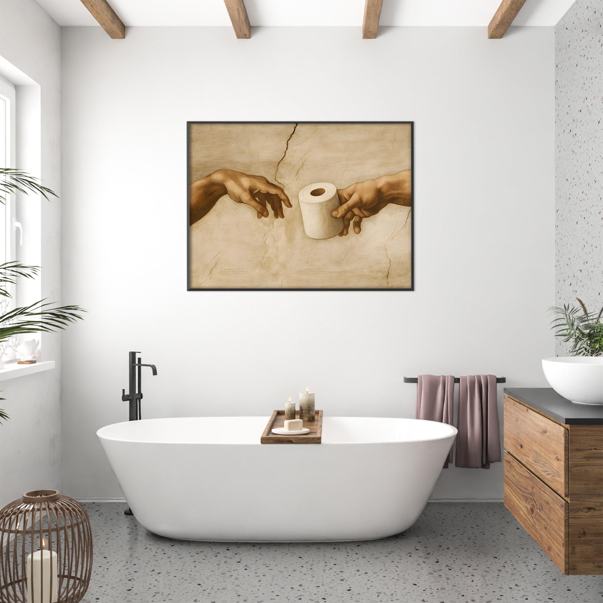 Funny Michelangelo Bathroom Art, the Creation of Adam Parody, Toilet ...