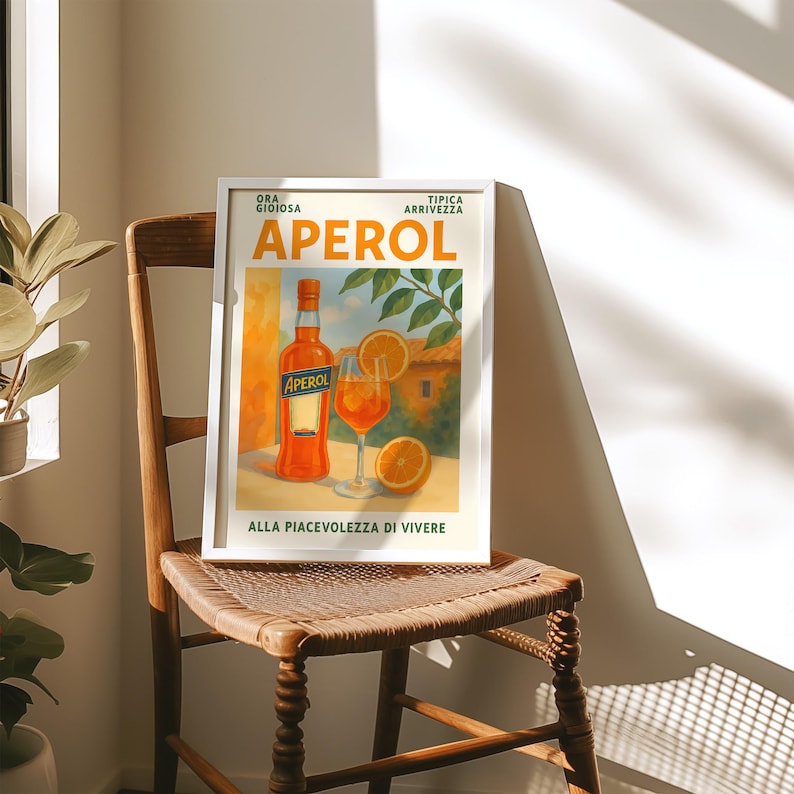 Vintage Aperol Spritz Printable Wall Art Italian Cocktail Poster for ...