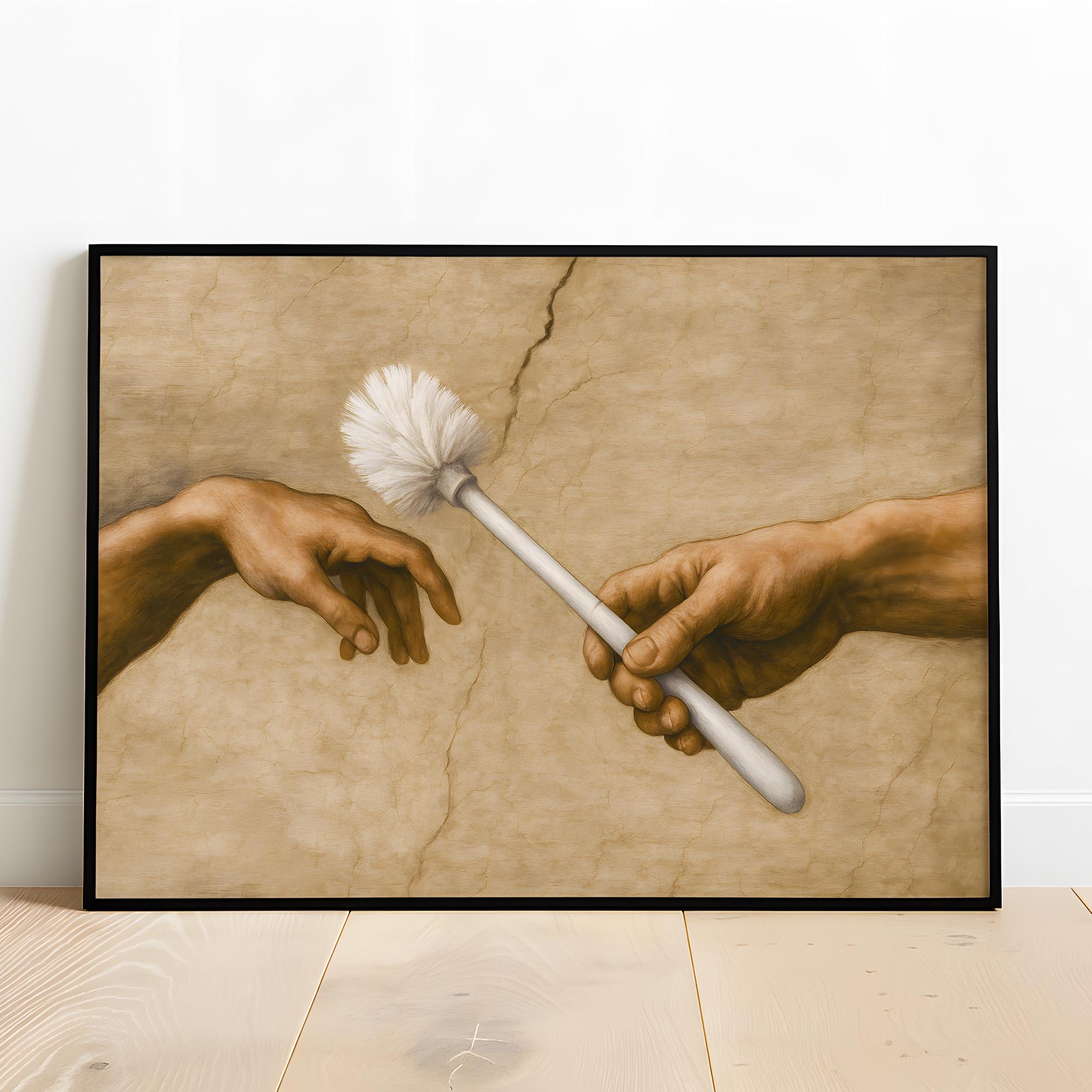 Funny Michelangelo Bathroom Art, the Creation of Adam Parody With ...