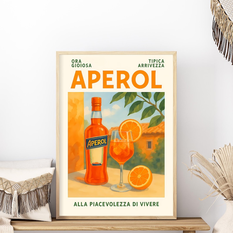 Vintage Aperol Spritz Printable Wall Art Italian Cocktail Poster for ...