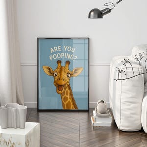 Funny Giraffe Bathroom Poster, Are You Pooping Wall Art, Cute Animal ...