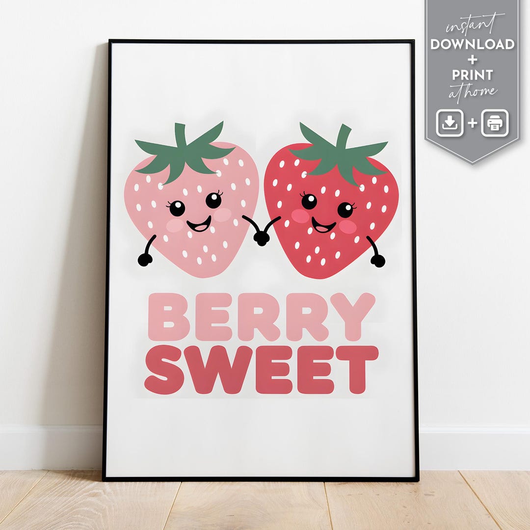 Strawberry Pun Print, Kawaii Nursery Decor (digital Download) - Etsy