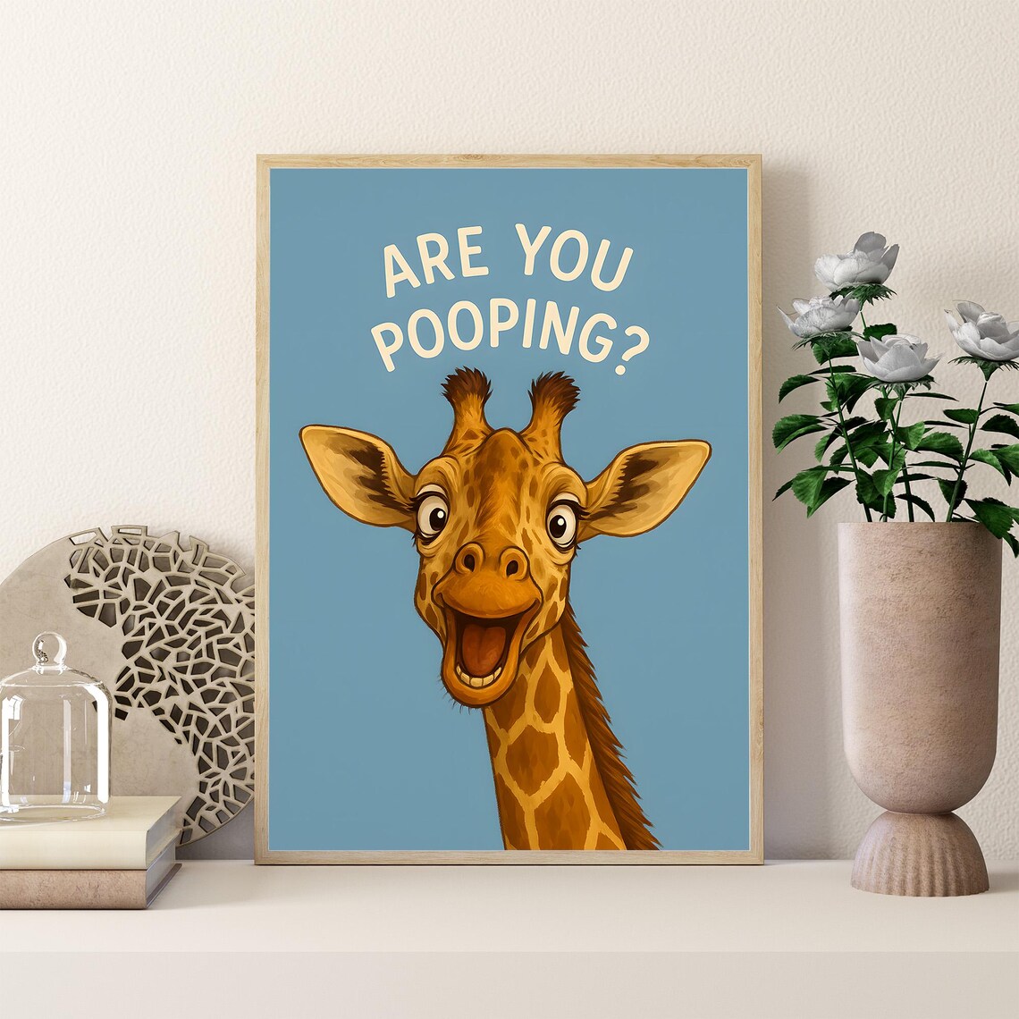 Funny Giraffe Bathroom Poster, Are You Pooping Wall Art, Cute Animal ...