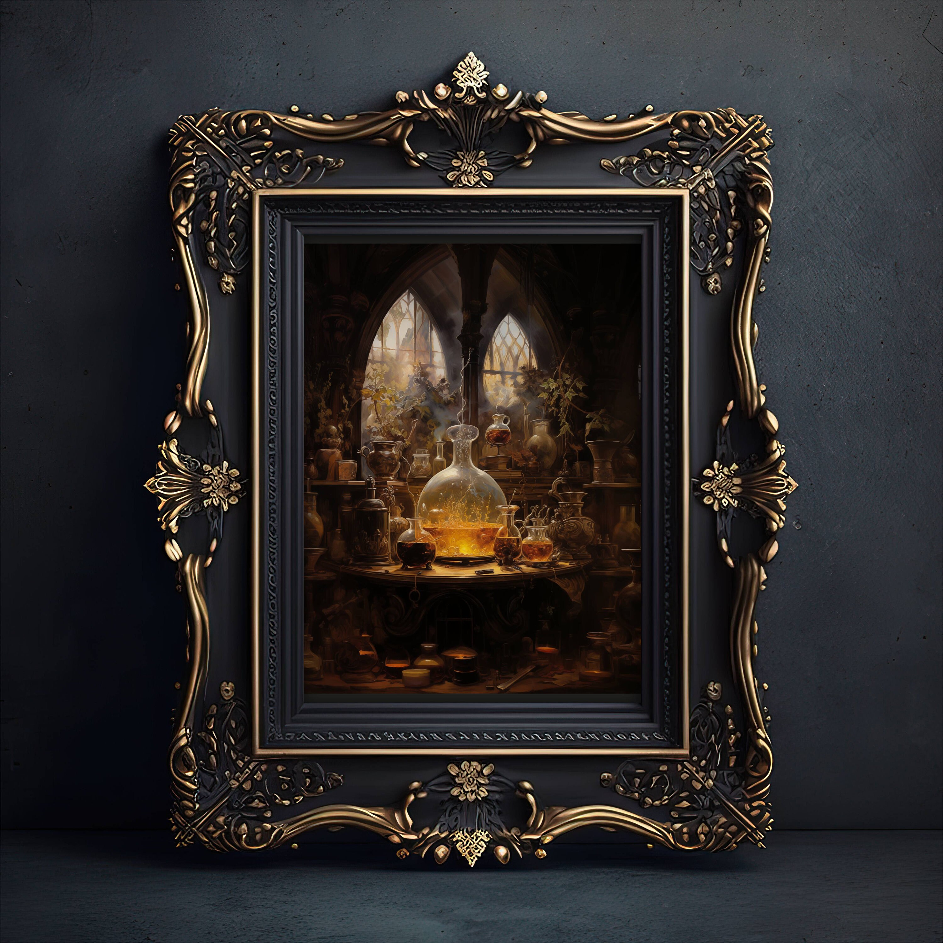 The Alchemist's Secret Chamber Dark Academia Old Style Oil Painting ...