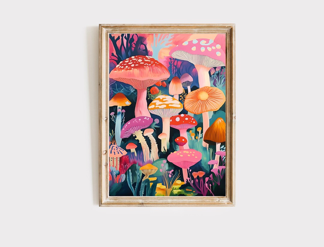 Abstract Mushroom Print: Colorful Botanical Wall Art (digital Download ...