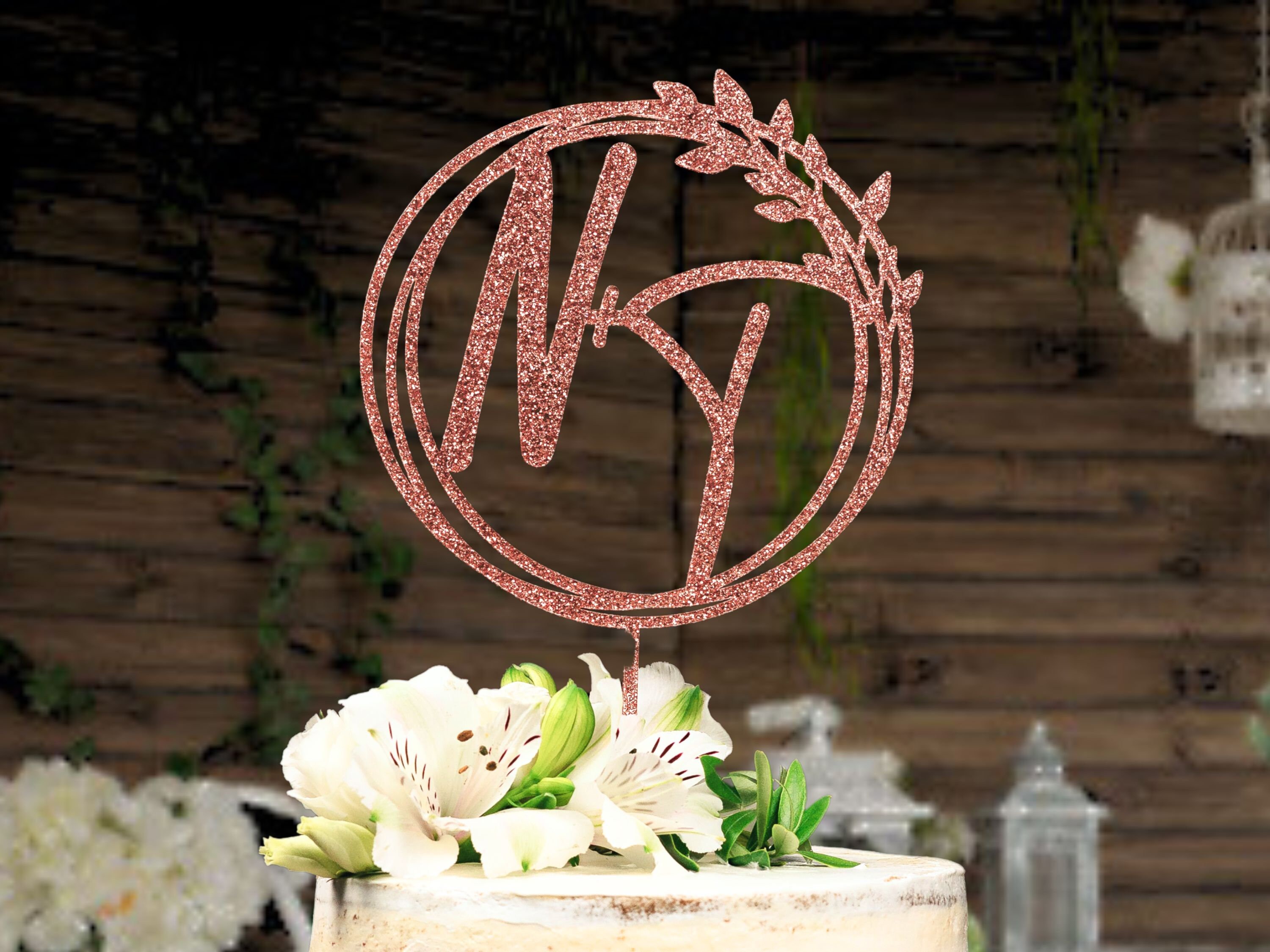 Monogram Cake Topper Initial Cake Topper Initials Cake Topper Custom Cake Topper Gold Wedding ...