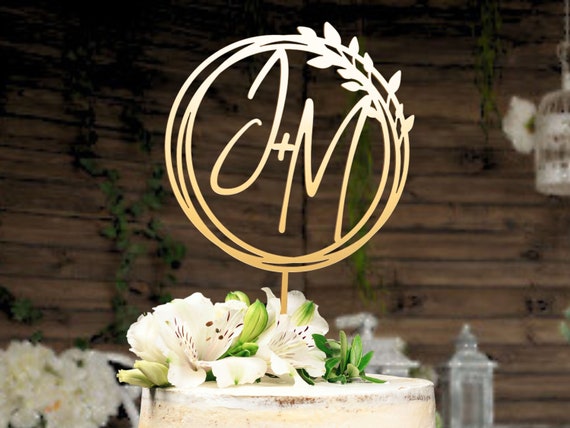Gold Initial Cake Toppers Personalised Engagement Cake Topper: Your