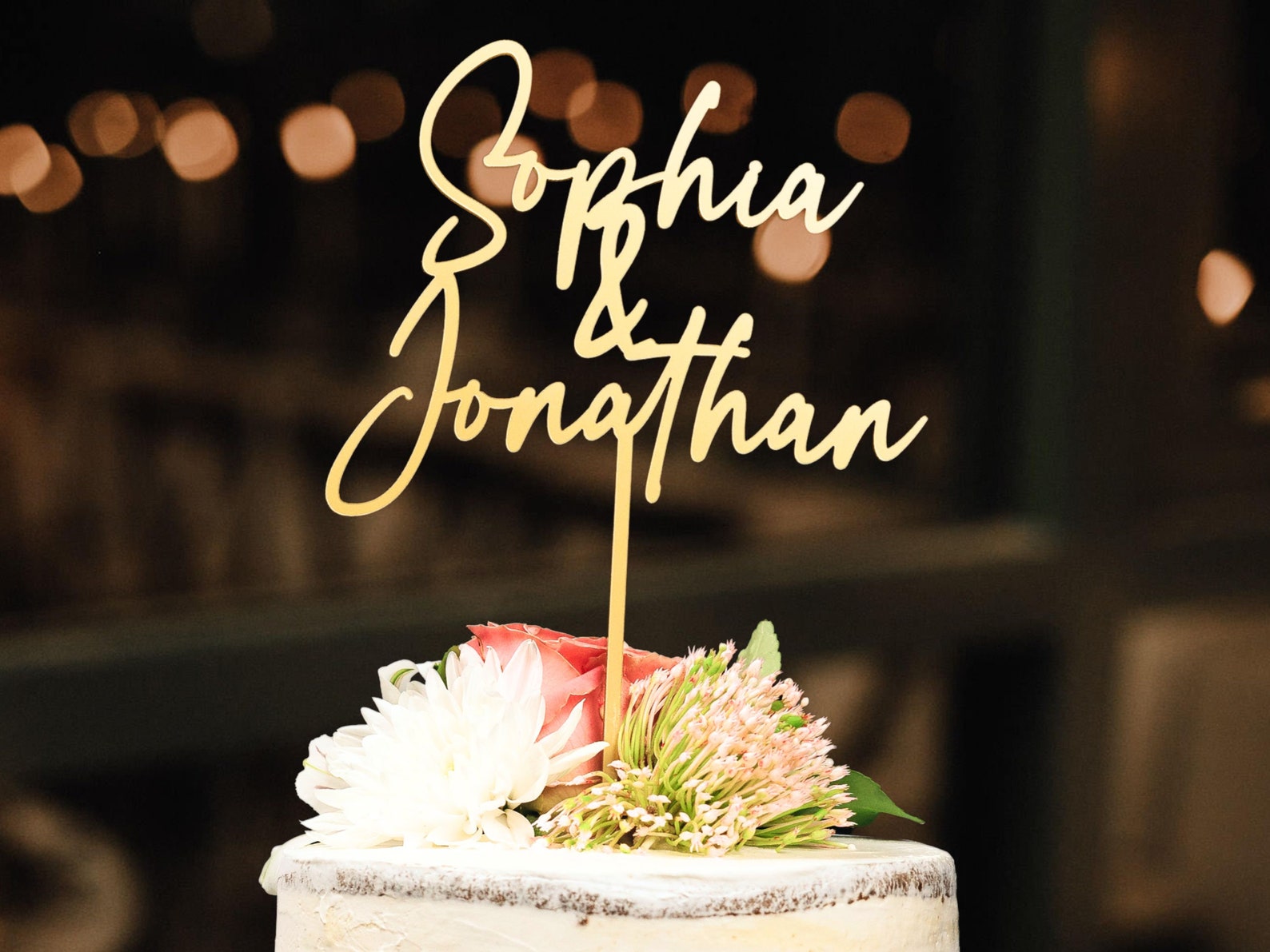 Wedding Cake Topper Gold Cake Topper Wedding Cake Toppers Custom Cake ...