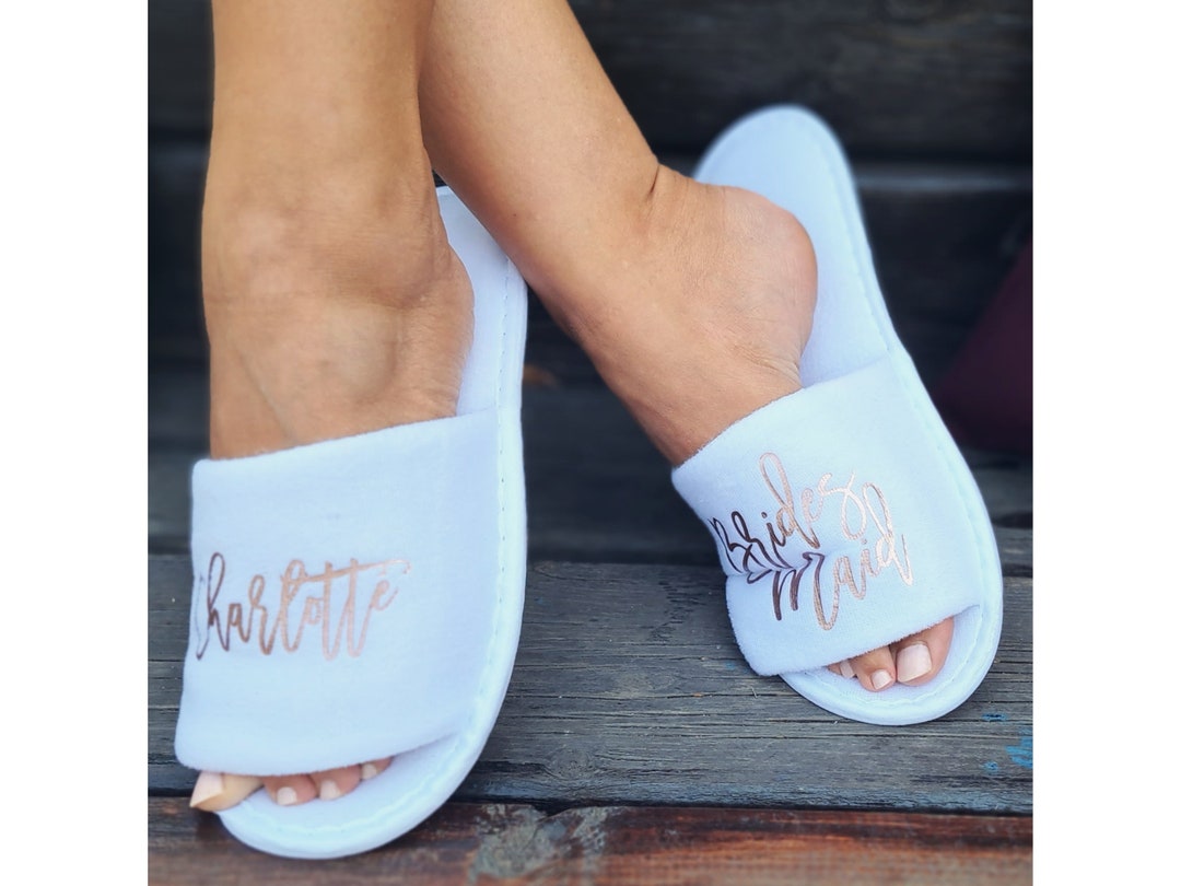 Bridesmaid Slippers Set, Custom Wedding Slipper, Bridesmaid Slipper, Adult Party Favor ...