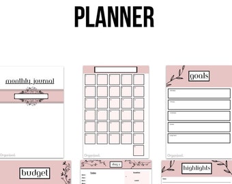 12 Month at a Glance Bullet Journal Pages Monthly Planner Journal ...