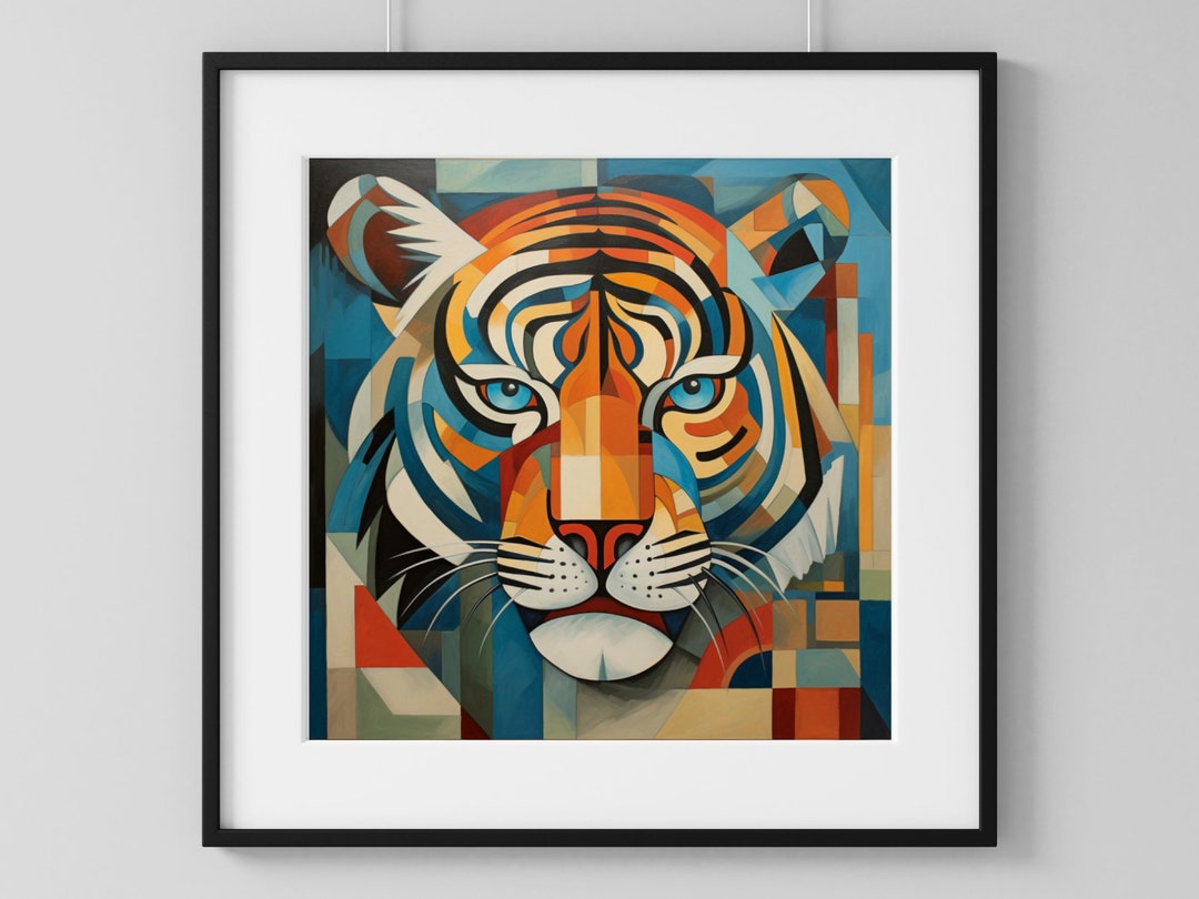 Tiger, Art Print, Wall Art, Cubism, Chinese Animal Sign, Anniversary ...
