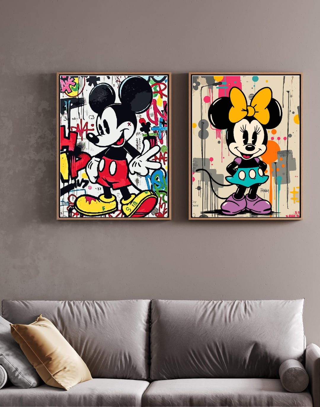 Mickey Mouse Print Graffiti Minnie Mouse Graffiti Poster Pop Art ...