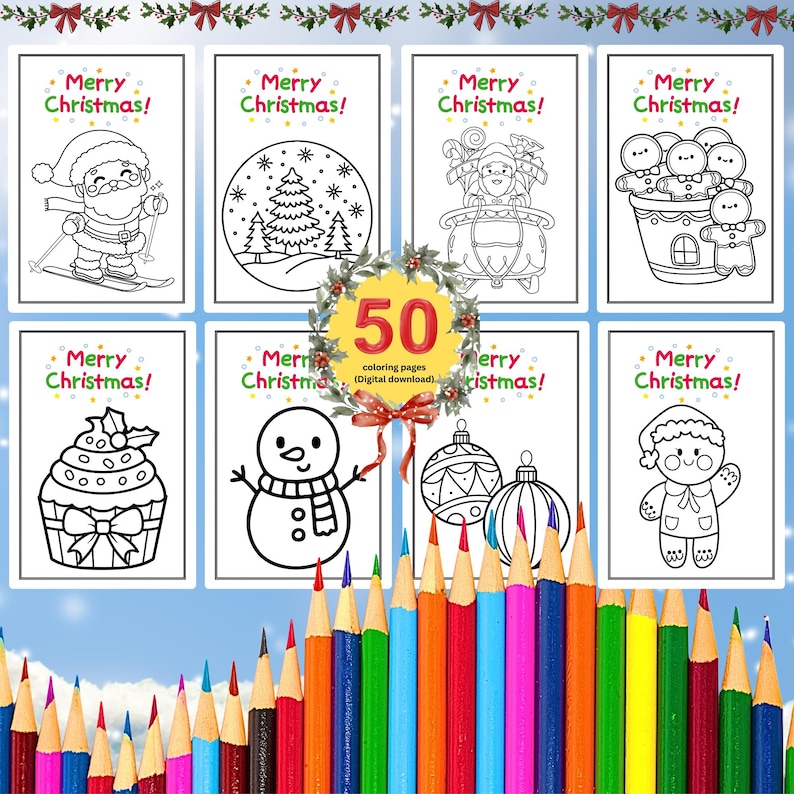Christmas Coloring Pages, Festive Holiday Designs (digital Download ...